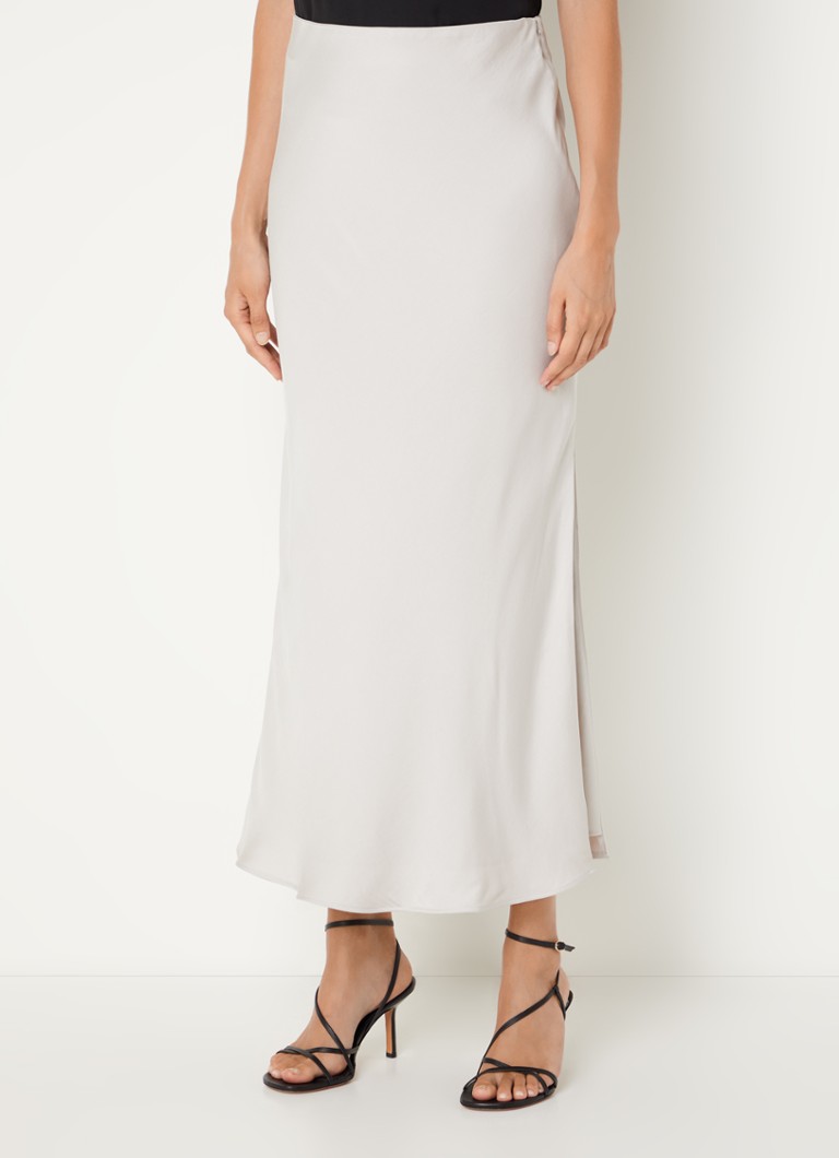 Reiss Avril midi rok met zijsplit en glanzende finish • Beige • de ...