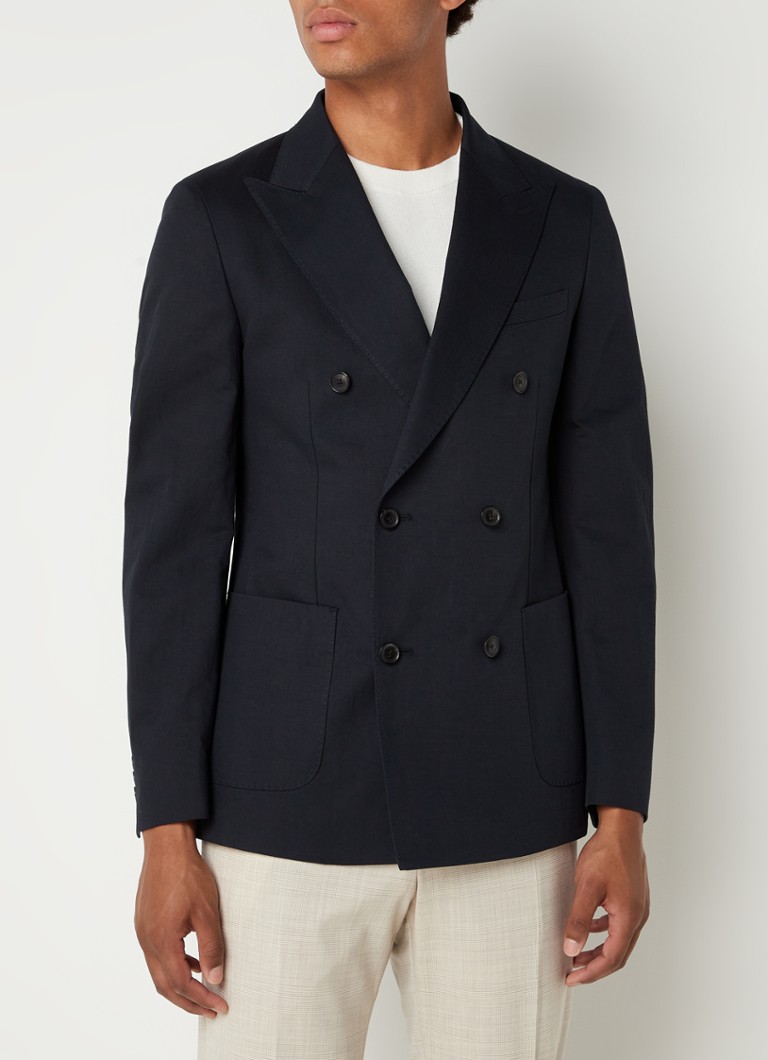 Reiss Class regular fit double-breasted colbert in linnenblend • Blauw ...