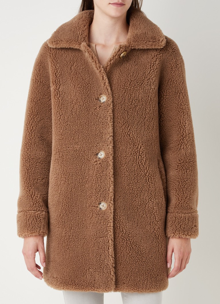 Repeat Reversible teddy jas in wolblend met steekzakken • Bruin • de ...