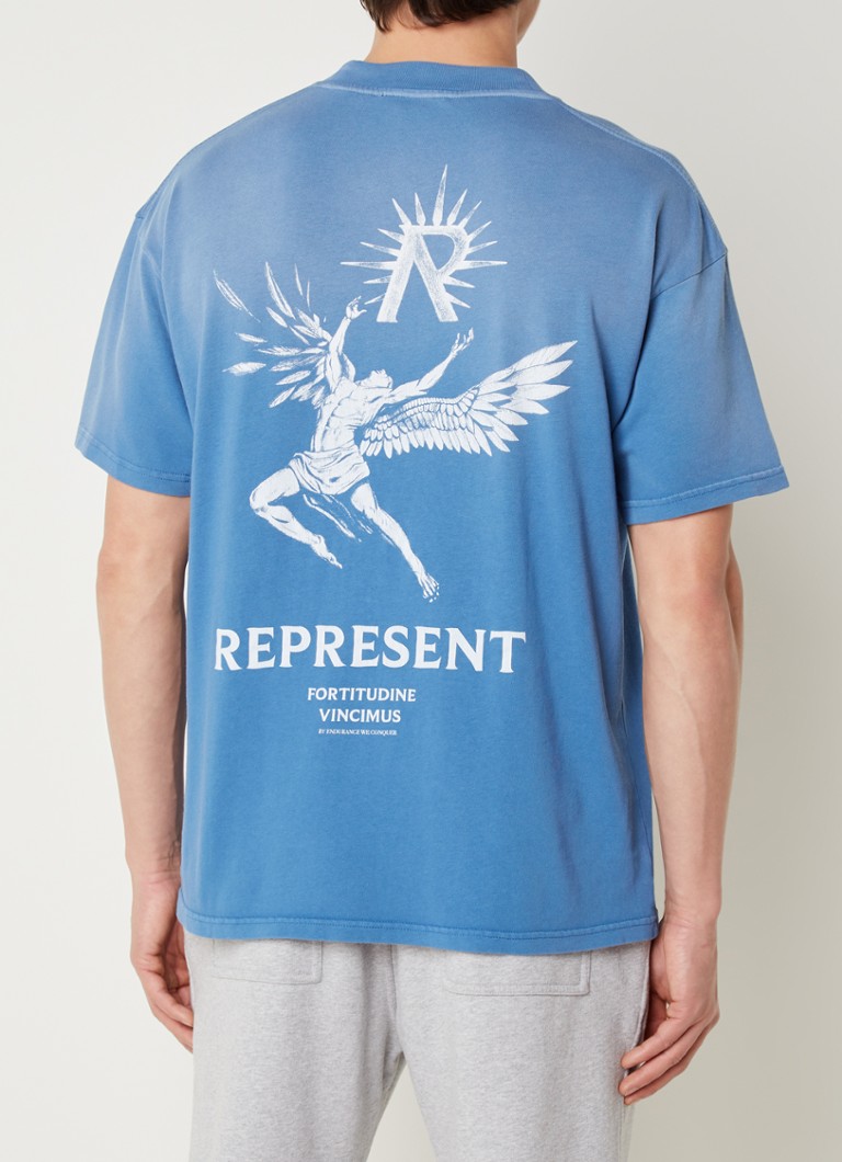 Represent Icarus T-shirt met logo- en backprint • Lichtblauw • de Bijenkorf