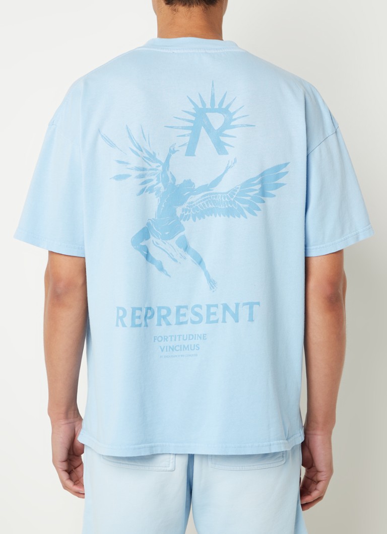 Represent Icarus T-shirt met logo- en backprint • Lichtblauw • de Bijenkorf