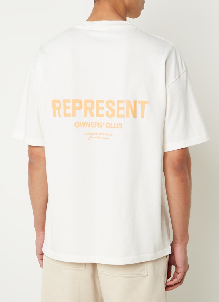 Represent Owners Club T-shirt met logo- en backprint • Gebroken wit ...