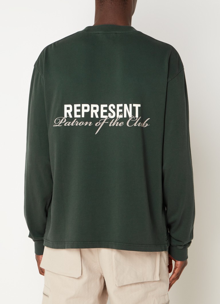 Represent Patron longsleeve met logo- en backprint • Donkergroen • de ...