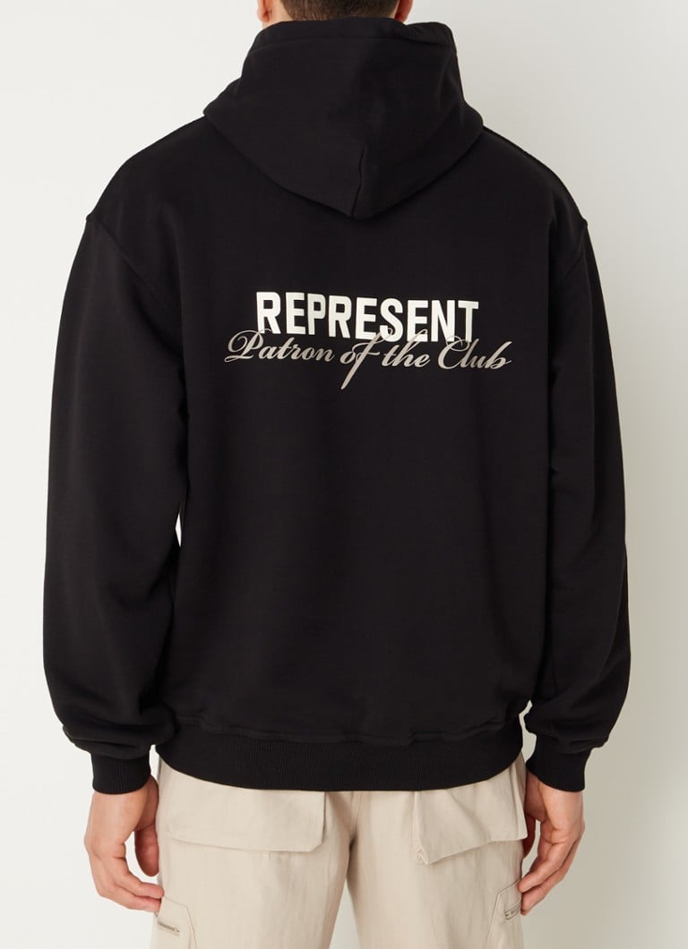 Represent Patron Of The Club hoodie met logo- en backprint • Zwart • de ...