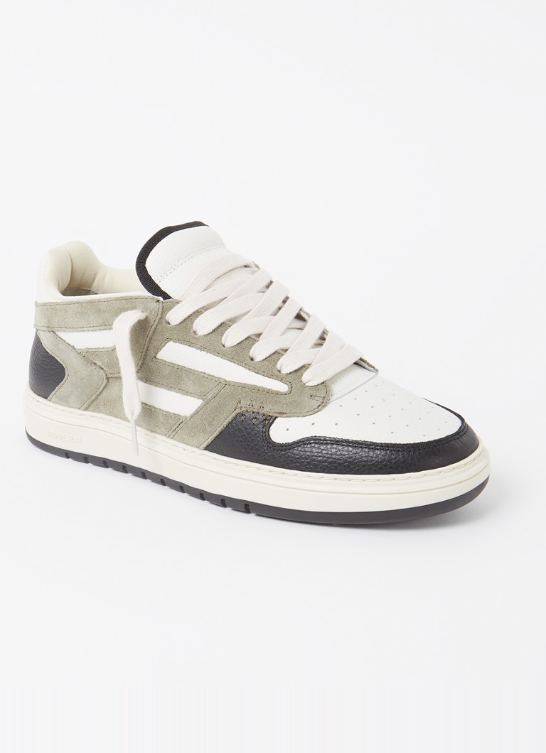 Represent Reptor Low sneaker van leer met suède details • Olijfgroen ...