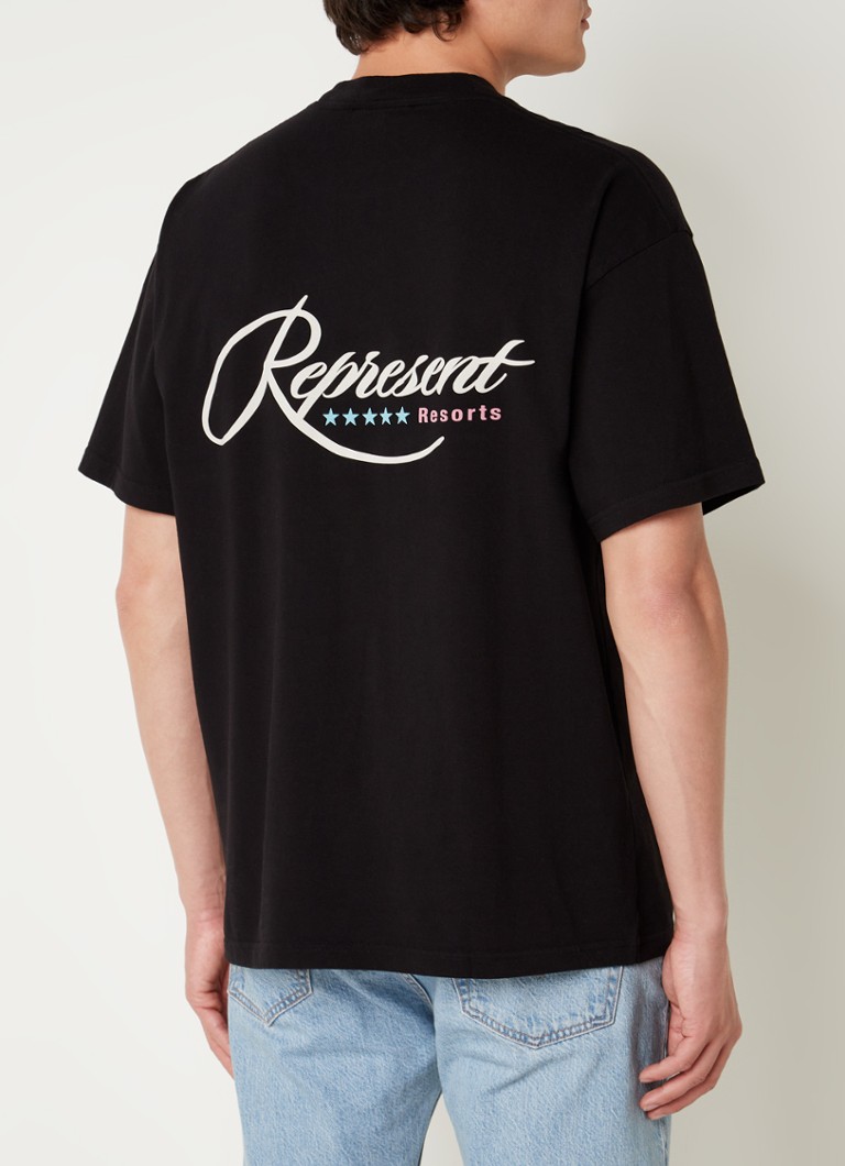 Represent Resort T-shirt met logo- en backprint • Zwart • de Bijenkorf