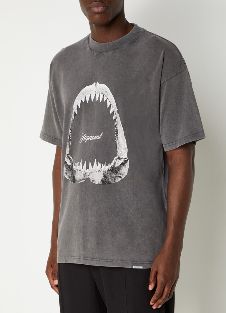 Represent Shark T-shirt met logoprint • Grijs • de Bijenkorf
