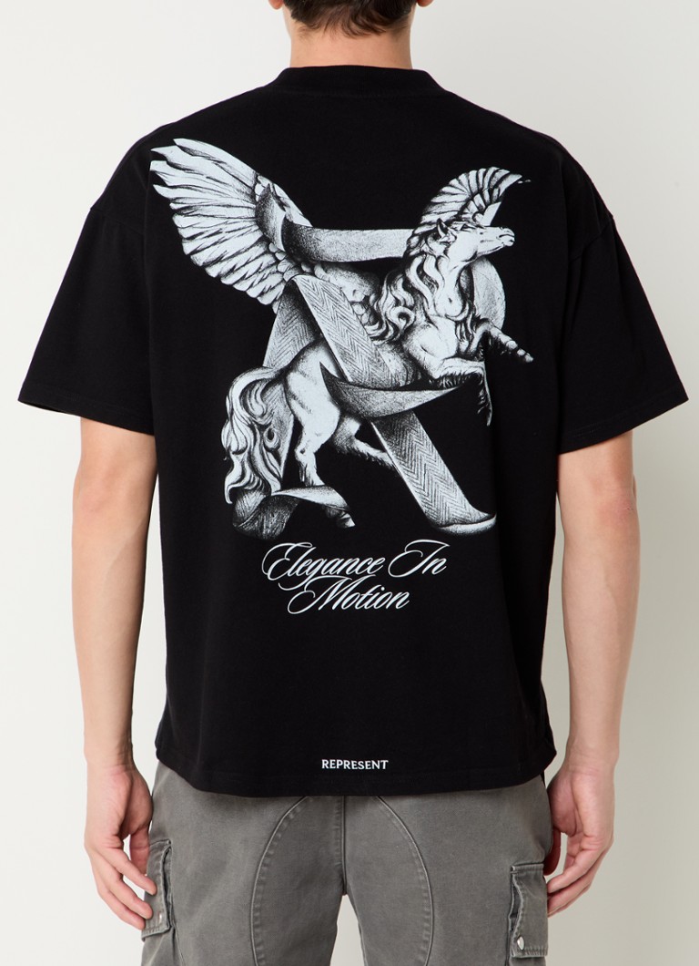 Represent T-shirt met logo- en backprint • Zwart • de Bijenkorf