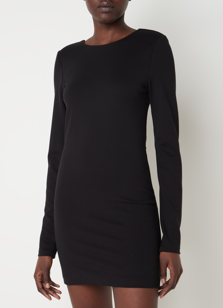 ROTATE Mini jurk met rugdecolleté en schoudervulling • Zwart • de Bijenkorf