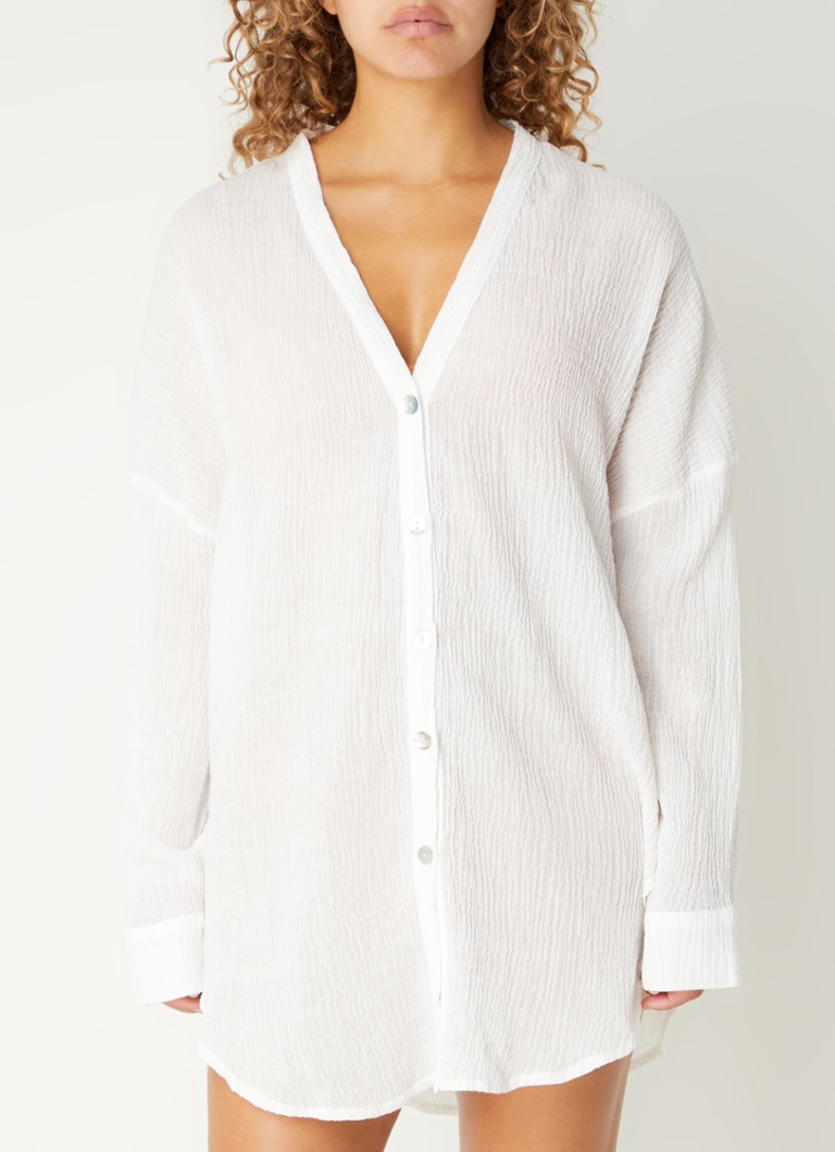 Sam Friday Strandtuniek in linnenblend met structuur • Wit • de Bijenkorf