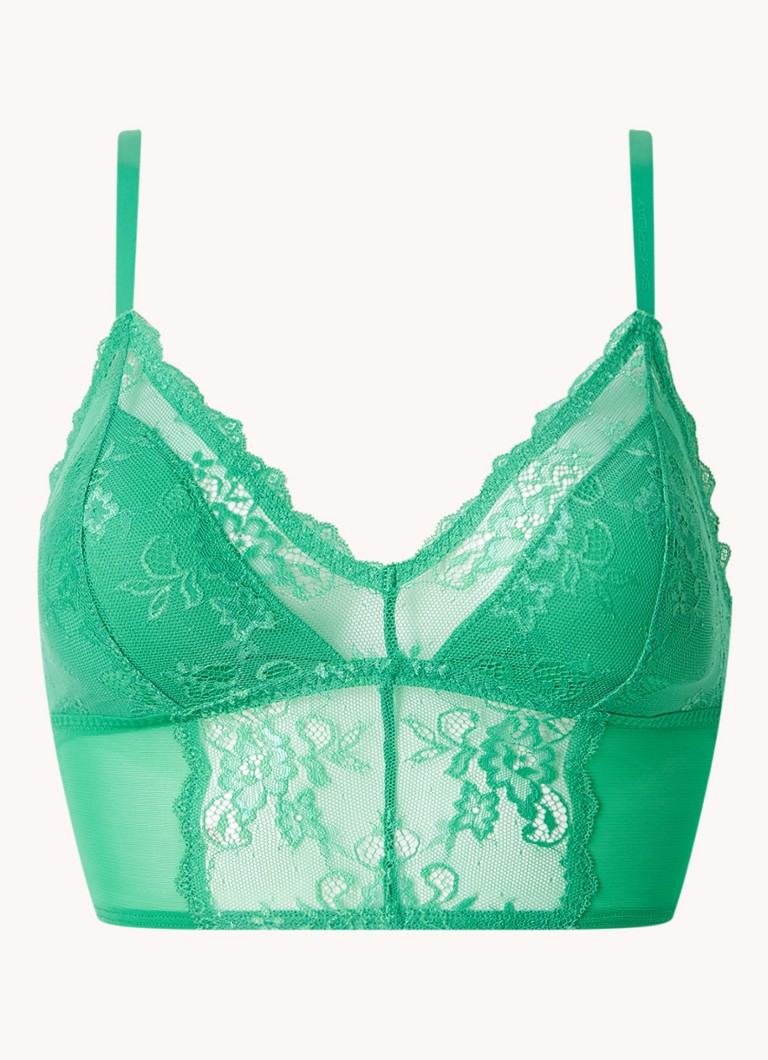 Sam Friday Trisha longline bralette met uitneembare vulling en kant • Groen • de Bijenkorf