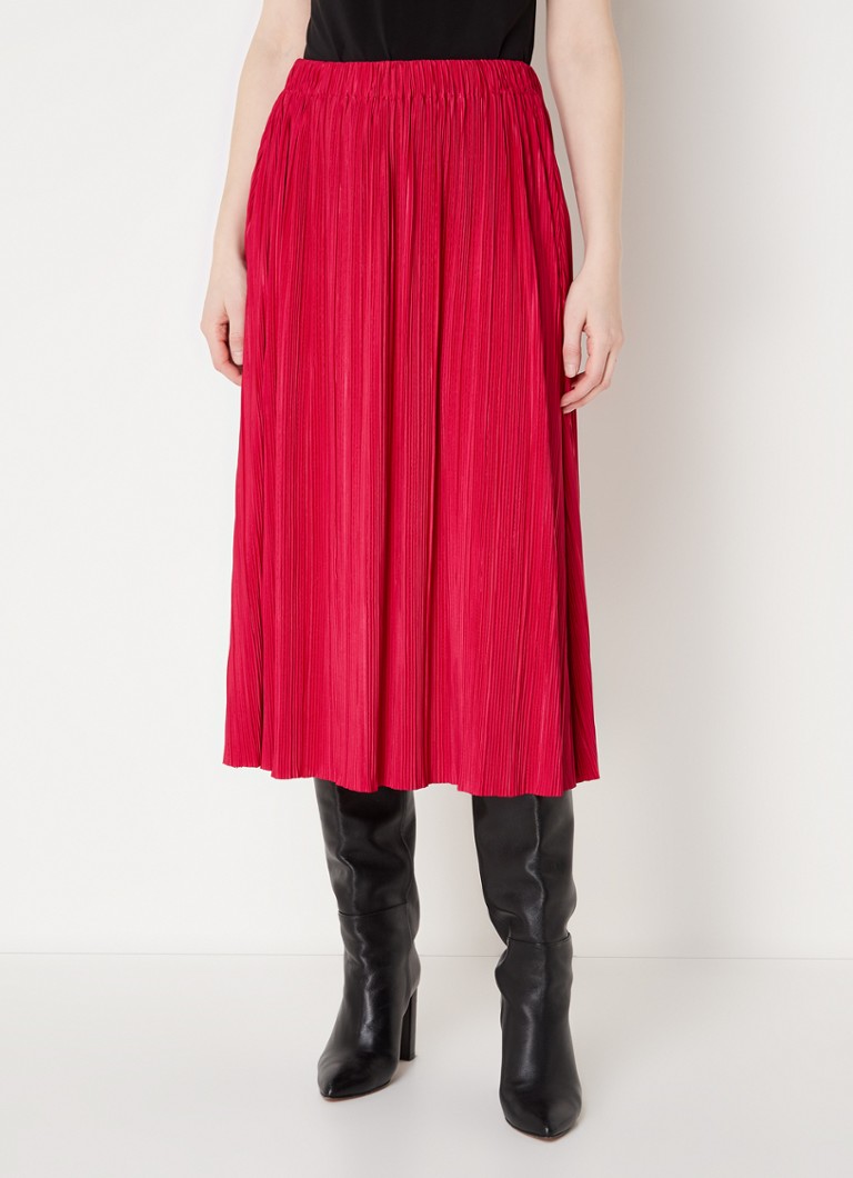 SAMSØE SAMSØE Uma midi rok met plissé • Cranberryrood • de Bijenkorf