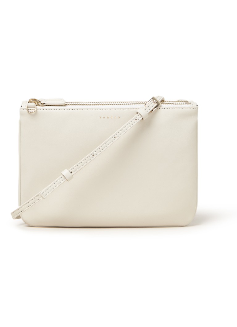 Sandro Addict crossbodytas van leer • Gebroken wit • de Bijenkorf