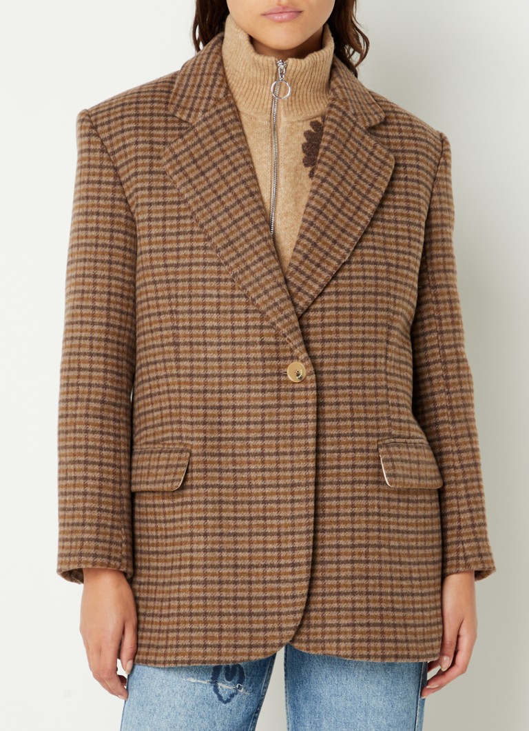 Sandro Blazer in wolblend met ruitdessin • Lichtbruin • de Bijenkorf