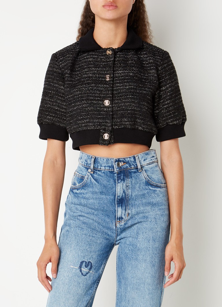 Sandro Cropped jack met tweed-look • Zwart • de Bijenkorf