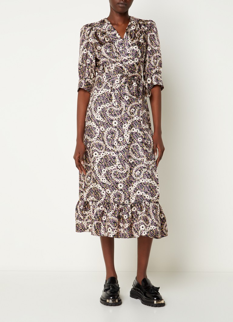 Sandro Enrika maxi wikkeljurk van zijde met bloemenprint • Multicolor ...