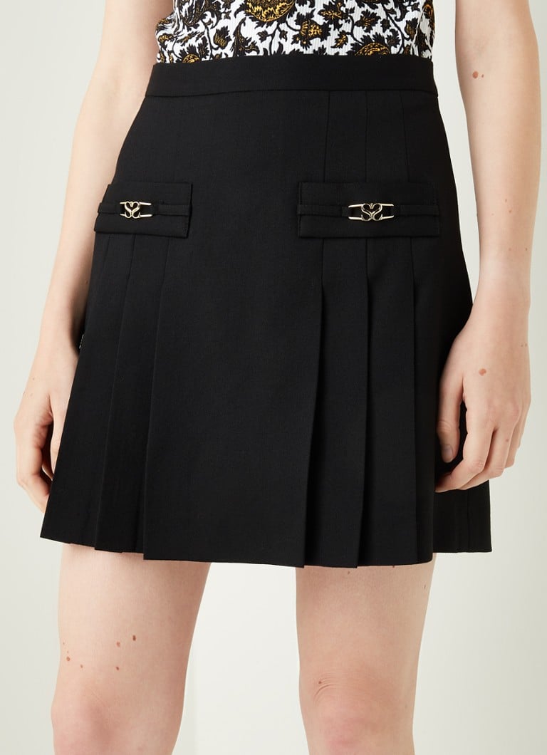 Sandro Minirok van wol met met plissé • Zwart • de Bijenkorf