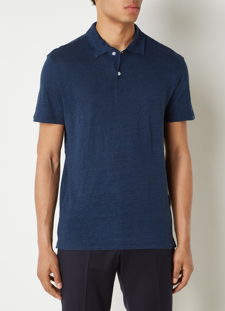 Sandro Slim fit polo van linnen • Royalblauw • de Bijenkorf