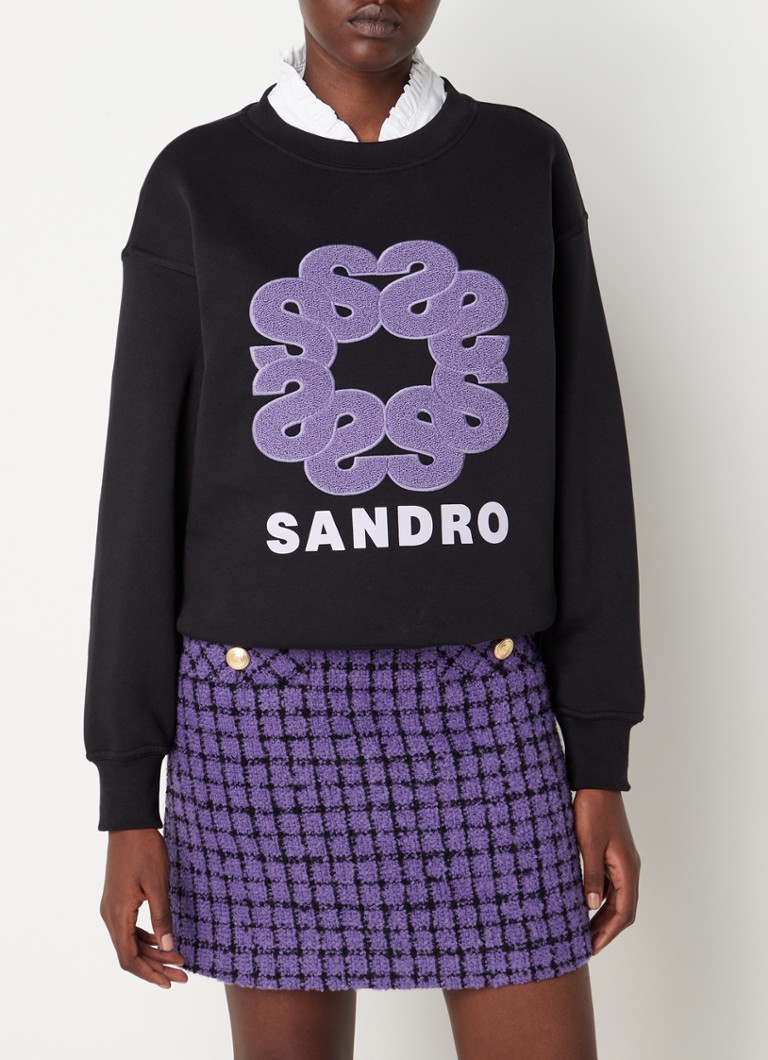 Sandro Sweater met logoborduring • Zwart • de Bijenkorf