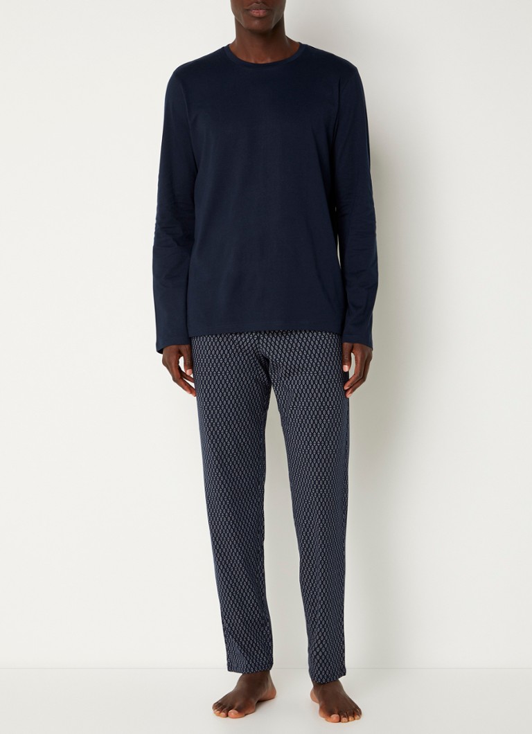 Schiesser Pyjamaset met grafische print en stretch • Blauw • de Bijenkorf