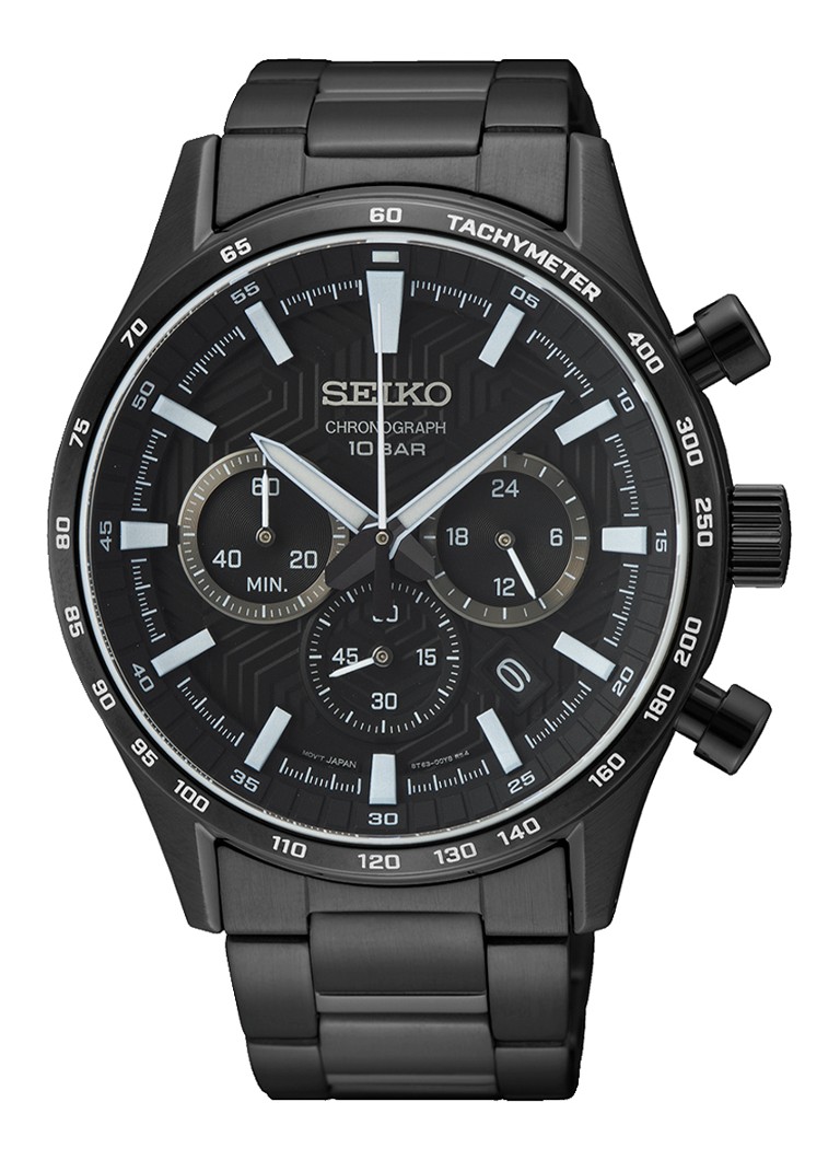 Seiko Chrono New Link horloge SSB415P1 • Zwart • de Bijenkorf
