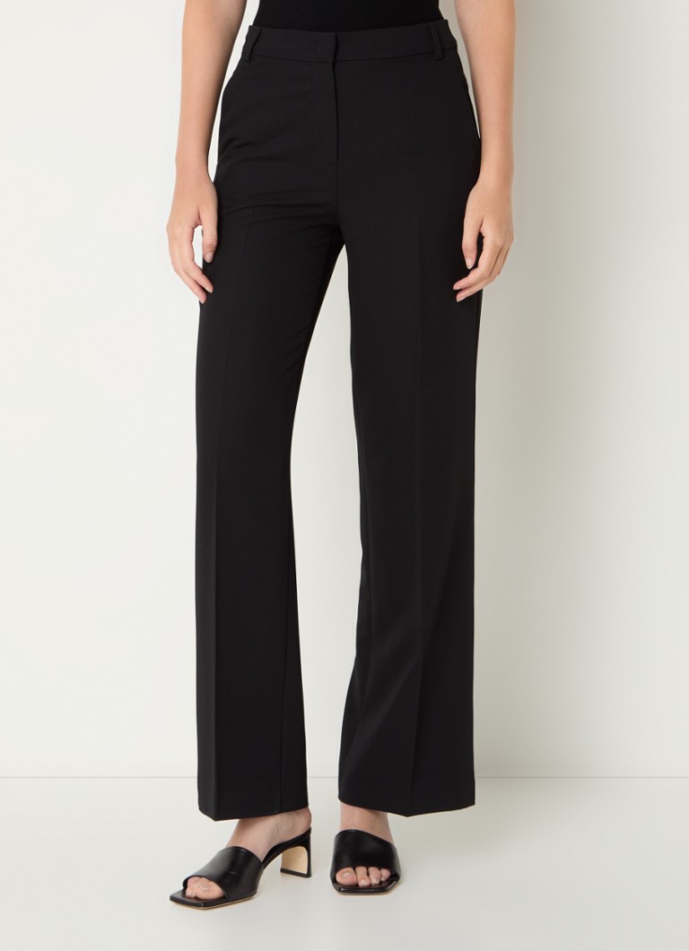 Sisley High waist straight fit pantalon van travelstof • Zwart • de ...