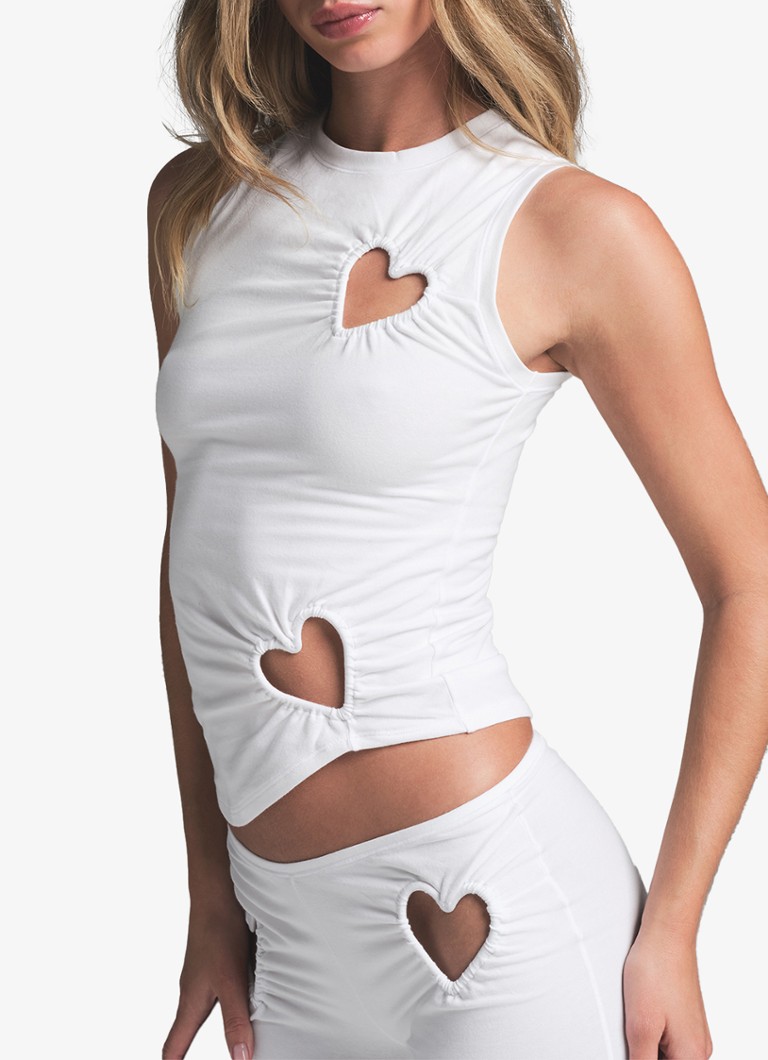 SKIMS Cotton Jersey mouwloze top met cut-out details • Wit • de Bijenkorf