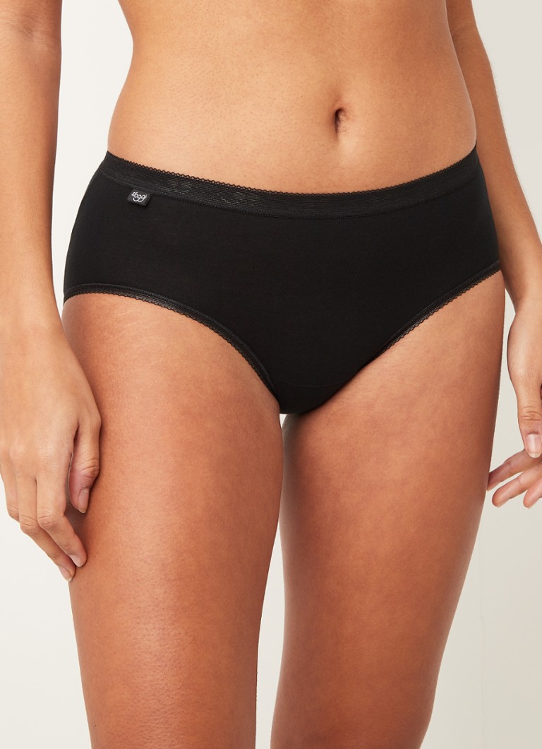 Sloggi Basic+ midi high waisted slip in 4-pack • Zwart • de Bijenkorf