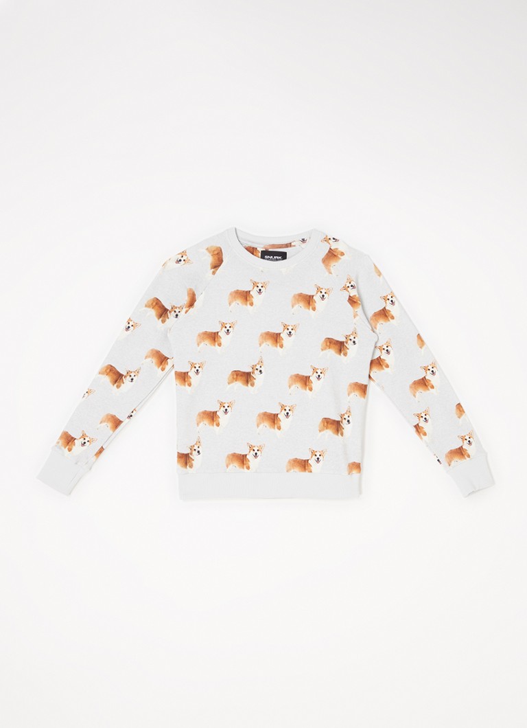 Snurk Corgi Time pyjamatop van biologisch katoen met print • Lichtgrijs ...