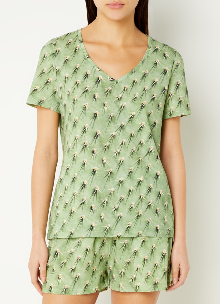 Snurk Cozy Cactus pyjamatop van biologisch katoen met print • Groen ...