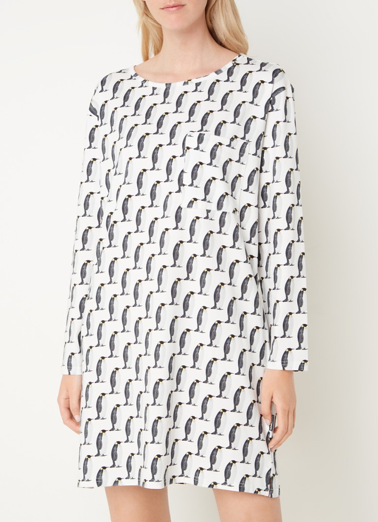 Snurk Penguin nachthemd van biologisch katoen met print • Wit • de ...