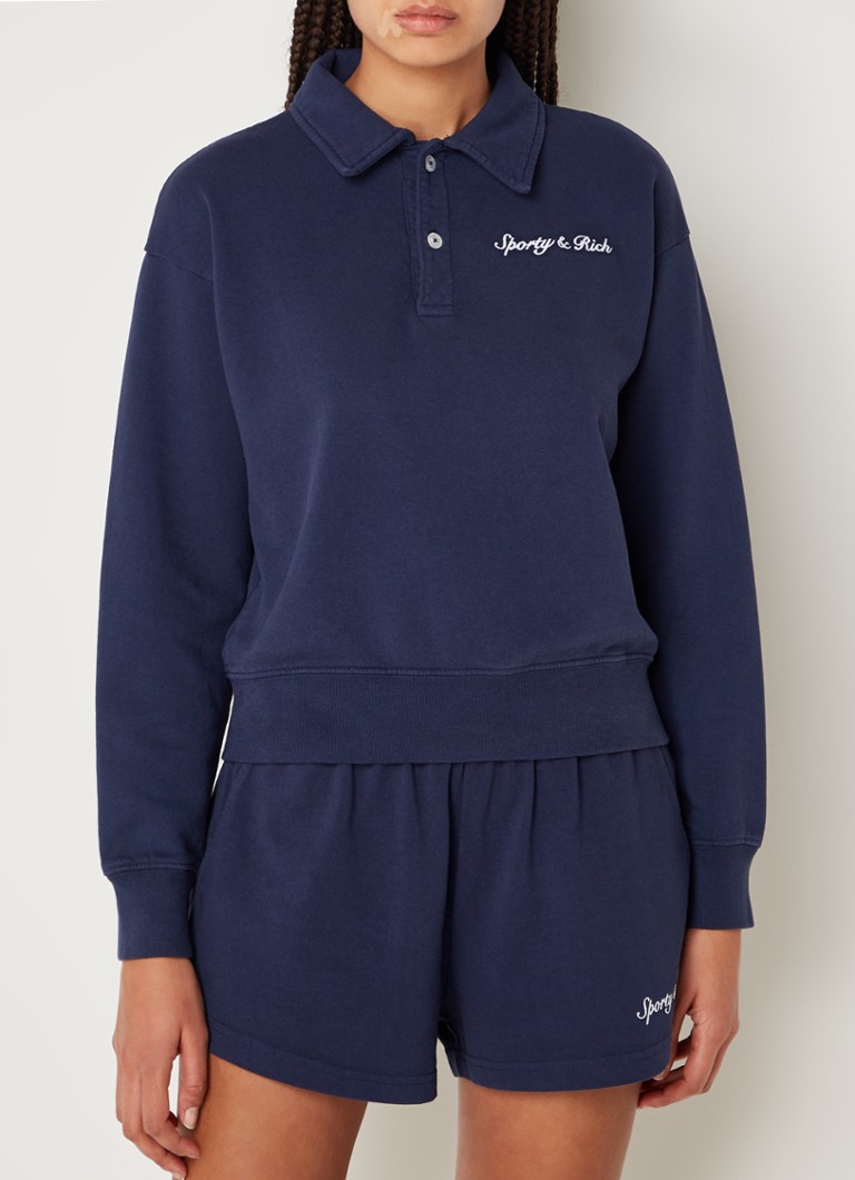Sporty & Rich Syracuse sweater met polokraag en logoborduring ...