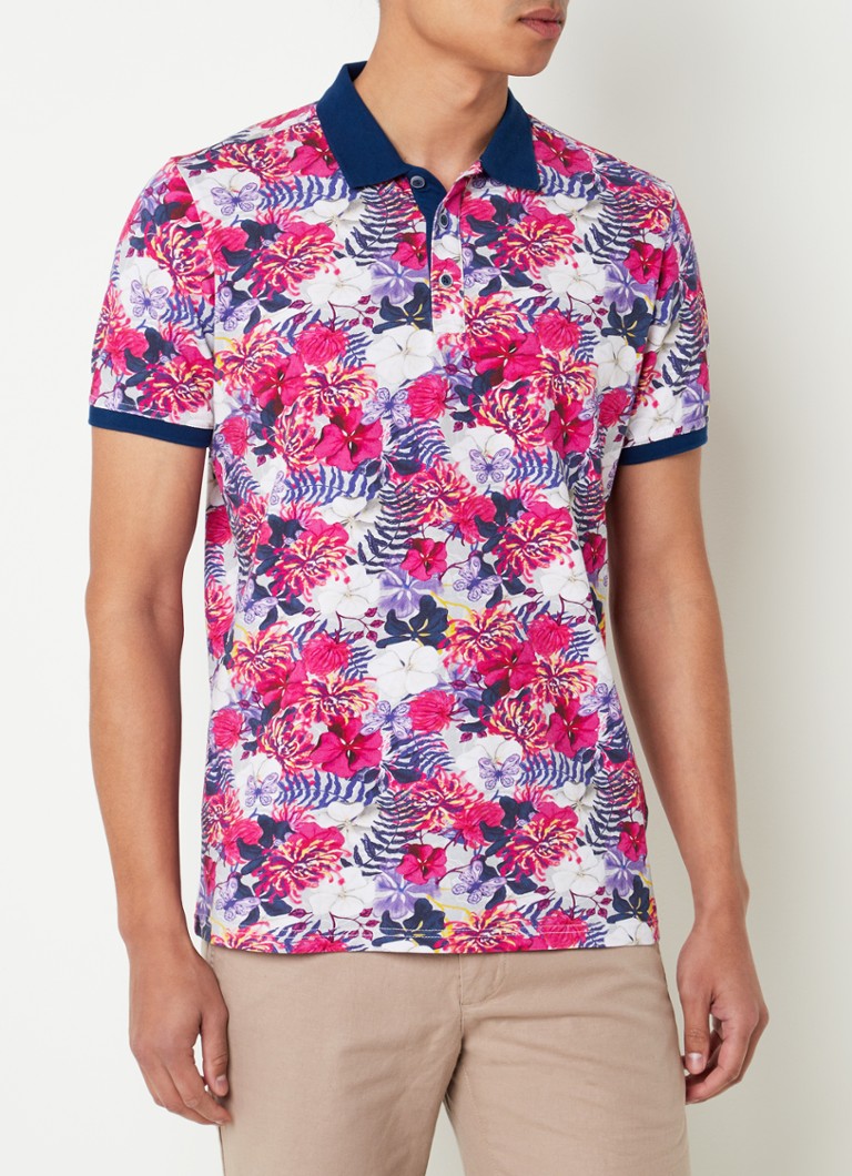 State of Art Regular fit polo van piqué katoen met bloemenprint ...