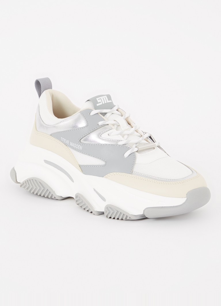 Steve Madden Progressive sneaker met metallic finish • Grijs • de Bijenkorf