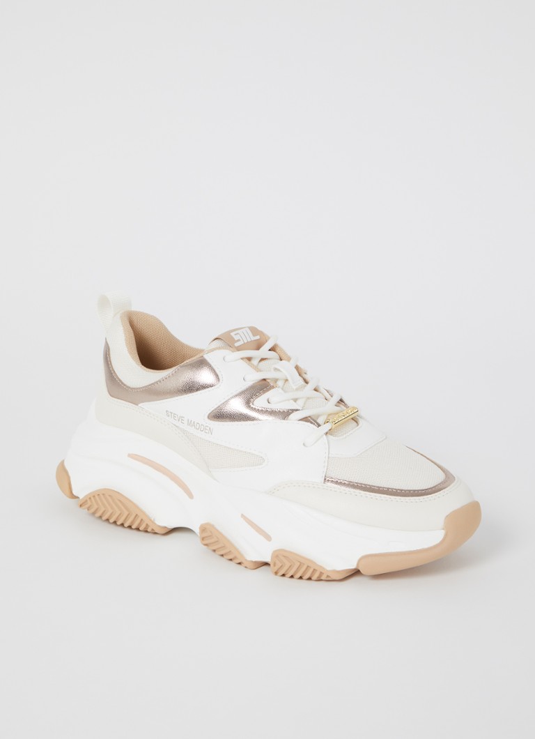 Steve Madden Progressive sneaker met metallic finish • Creme • de Bijenkorf