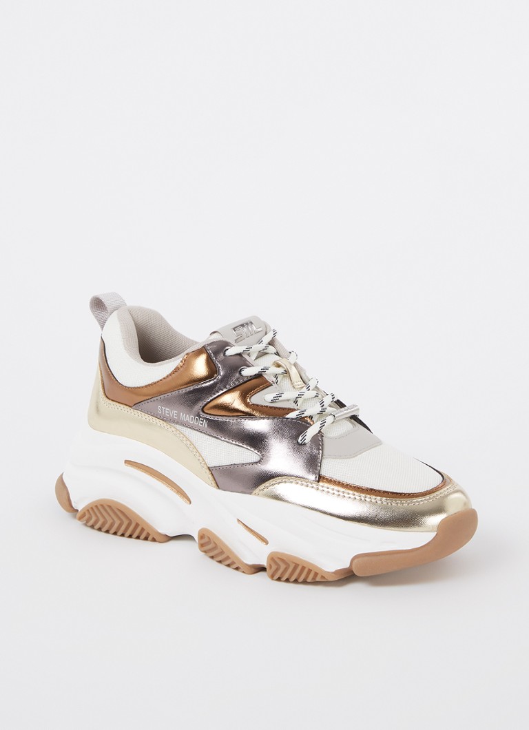 Steve Madden Progressive sneaker met metallic finish • Goud • de Bijenkorf