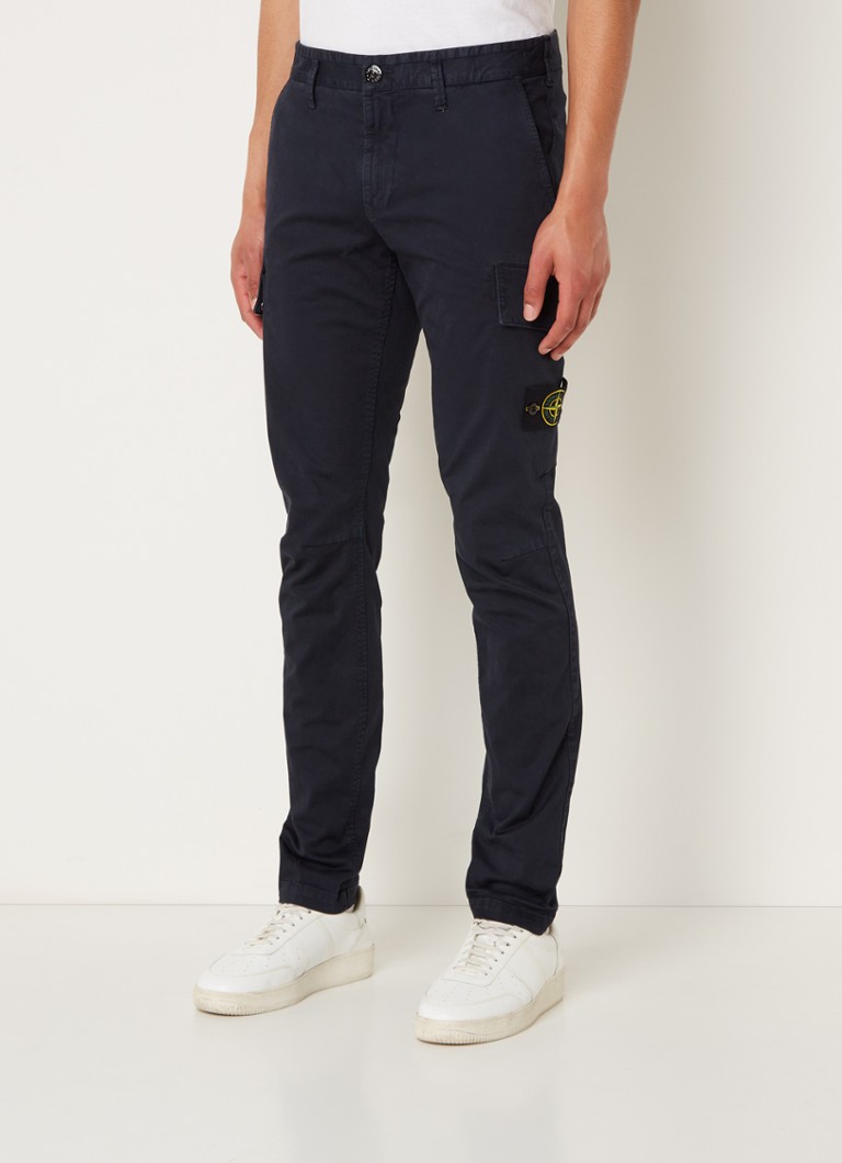 Stone Island 30604 Skinny fit cargobroek met logo • Blauw • de Bijenkorf