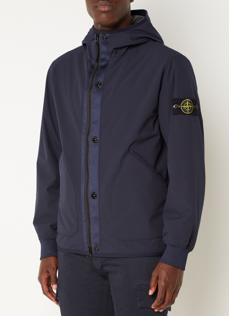 Stone Island 41027 Softshell jack met ritszakken en logo • Donkerblauw ...