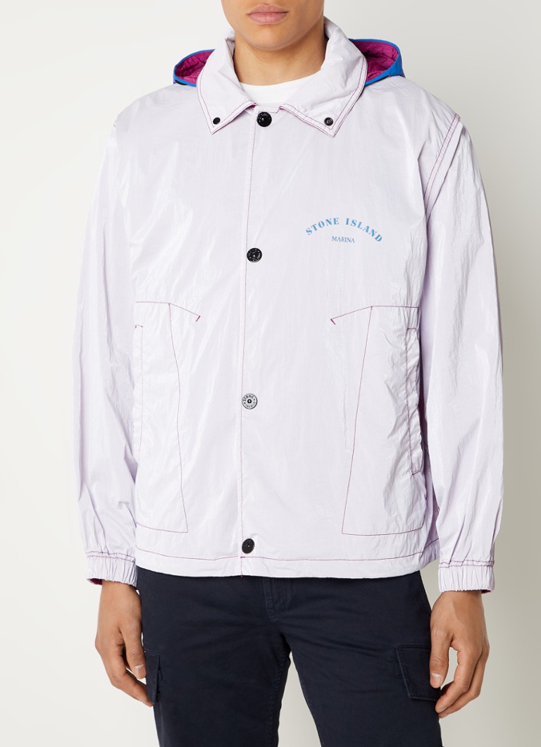 Stone Island 432X1Marina windjack met afneembare capuchon en logo ...