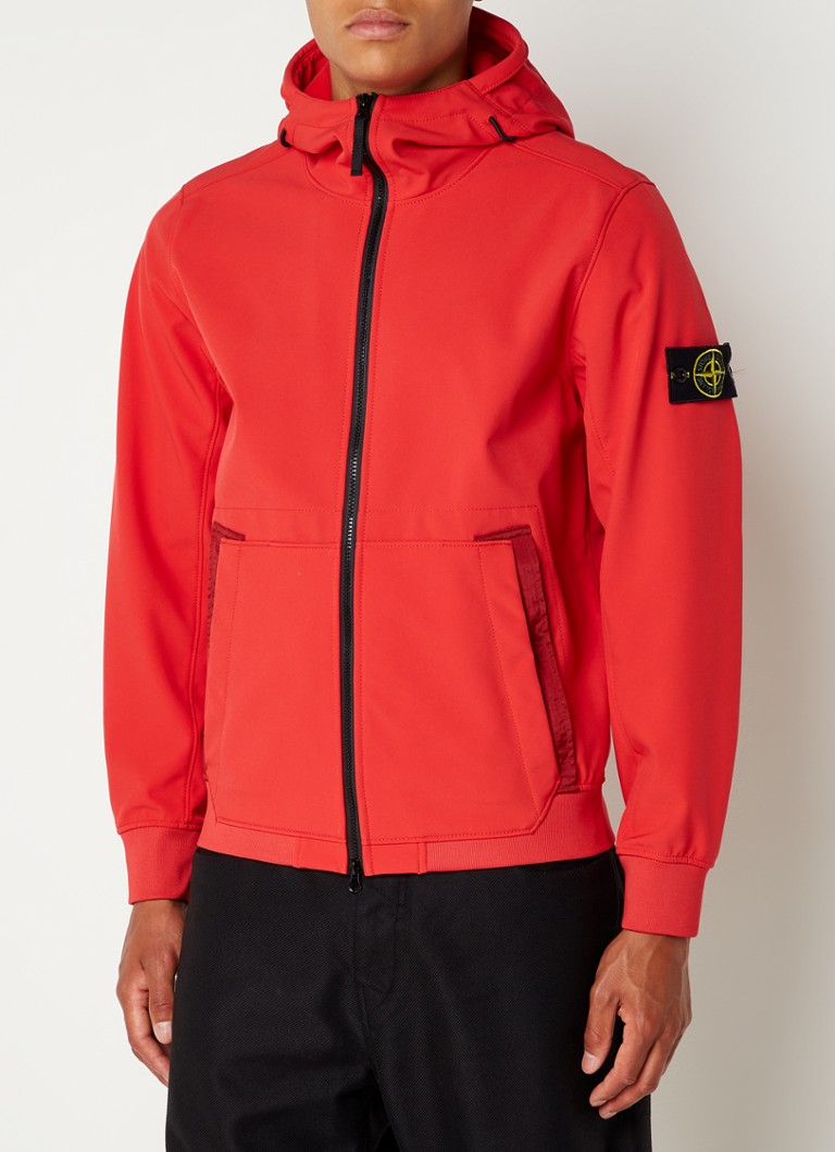 Stone Island Q0122 Softshell jack met ritszakken en capuchon • Rood ...