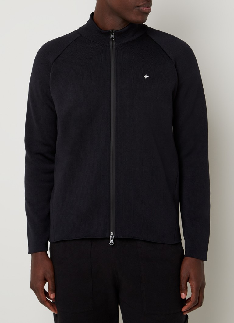 Stone Island Stellina fijngebreid vest met waterdichte rits • Zwart ...