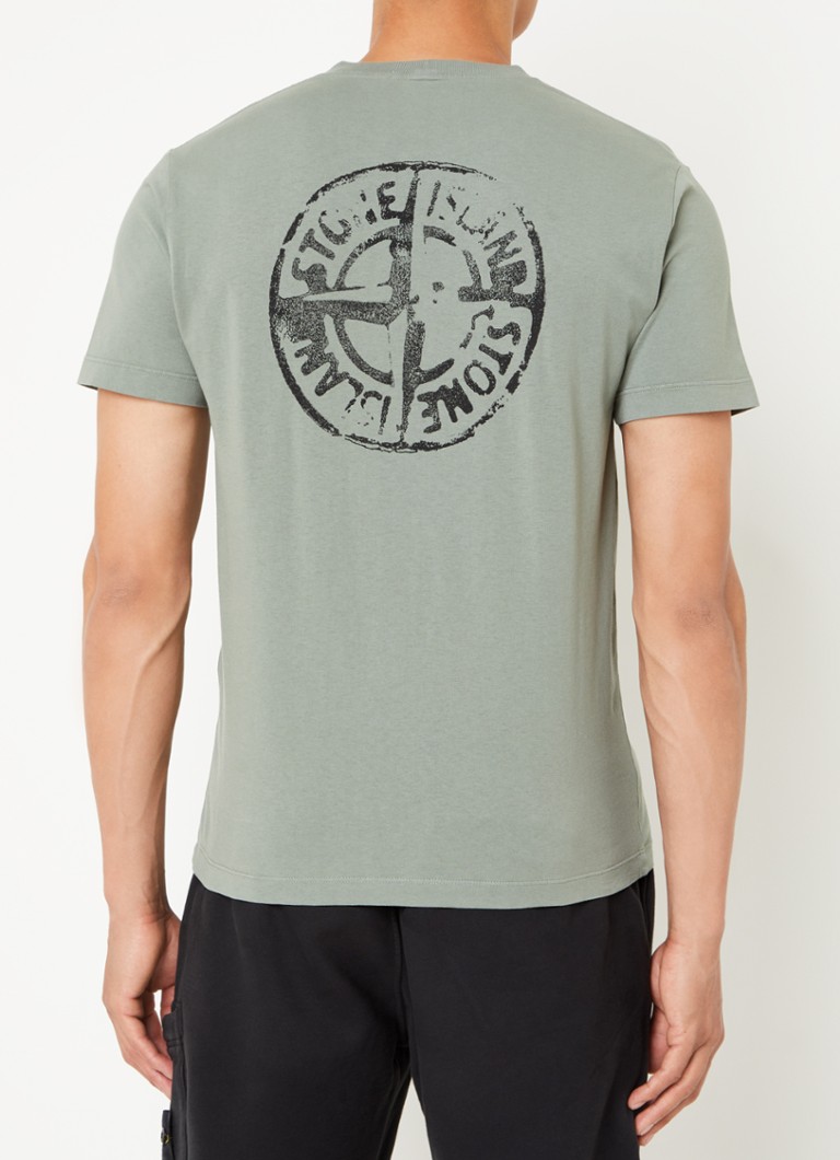 Stone Island T-shirt met logo- en backprint • Lindegroen • de Bijenkorf