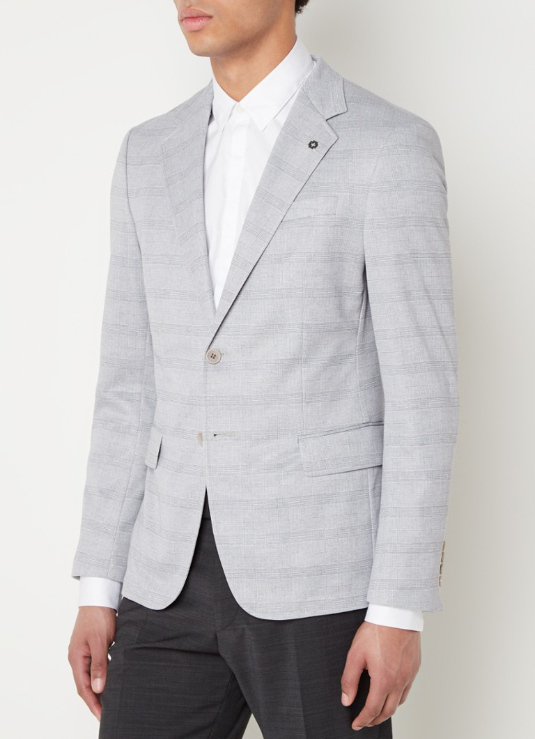 Strellson Caidan regular fit colbert in lyocellblend met ruitdessin en klepzakken • Zilver • de ...