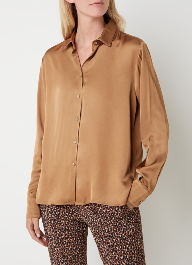 Studio Anneloes Bibby blouse van satijn • Camel • de Bijenkorf
