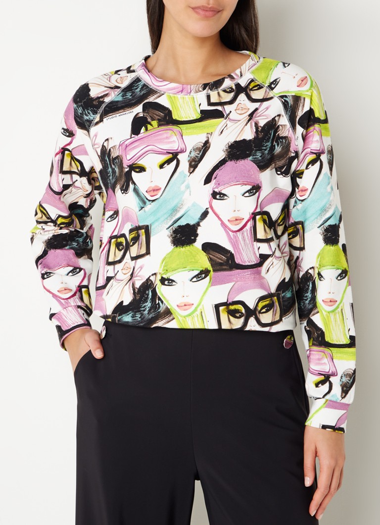 Studio Anneloes Brenda AOP sweater met grafische print • Lichtpaars ...