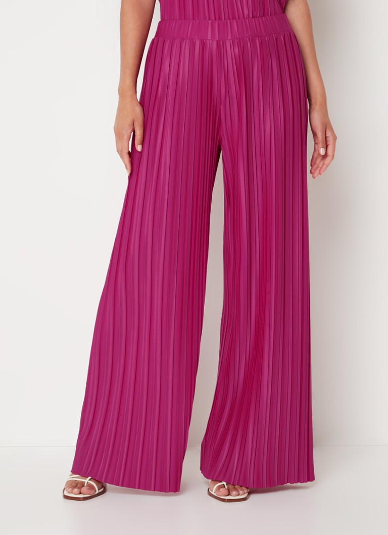 Studio Anneloes Frankie high waist wide fit broek van travelstof met ...