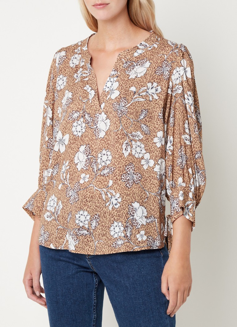 Studio Anneloes Iris tuniek met V-hals en print • Camel • de Bijenkorf