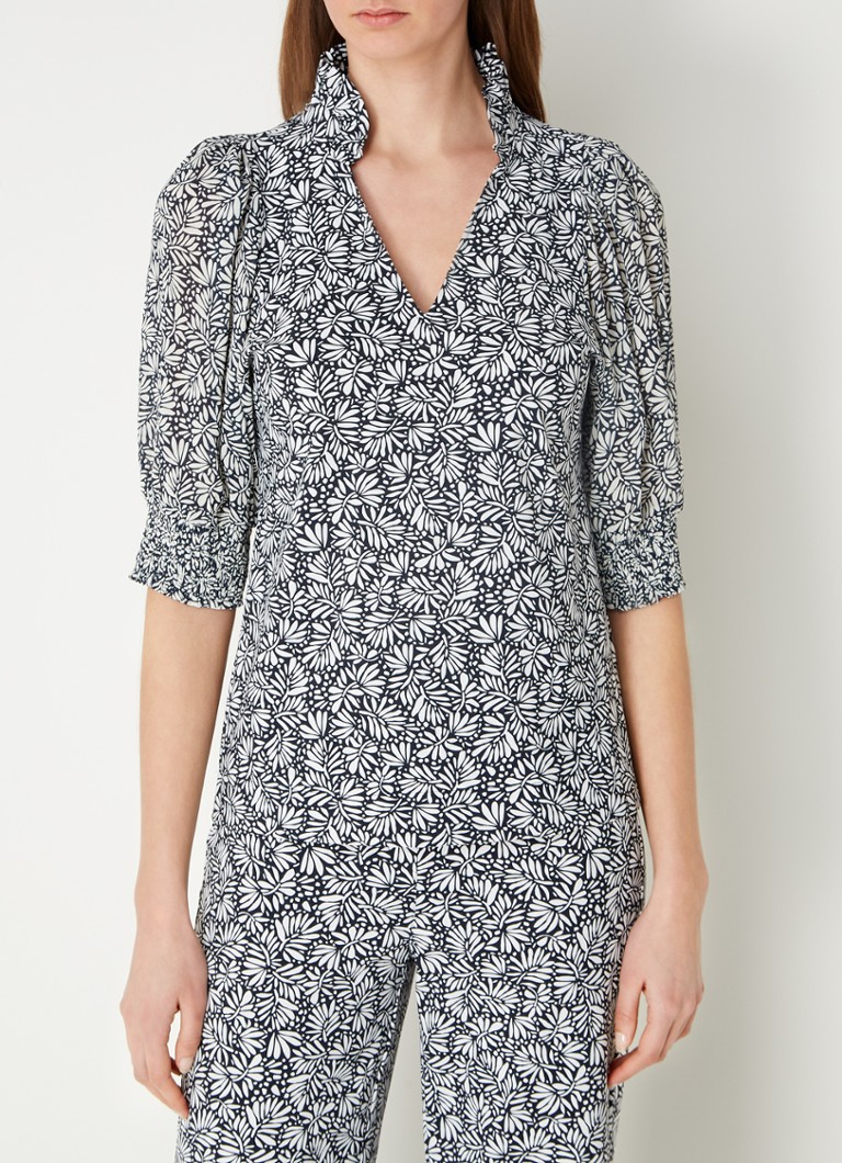 Studio Anneloes Jacky tuniek van travelstof met bloemenprint • Blauw ...