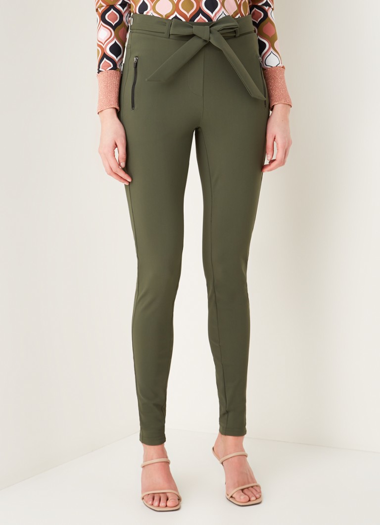 Studio Anneloes Margot mid waist skinny fit pantalon van travelstof met ...