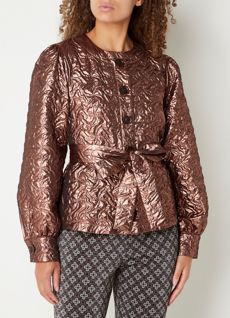 Studio Anneloes Pam jack met strikceintuur en glazende finish • Goud • de Bijenkorf